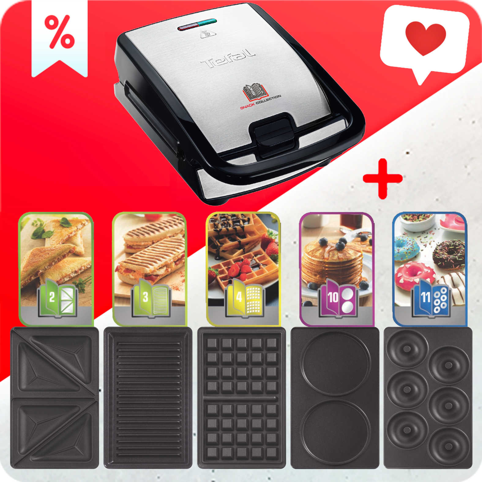 Sendvičovač Tefal Snack Collection SW852D12 Nerezový/Černý | Toustovače ...