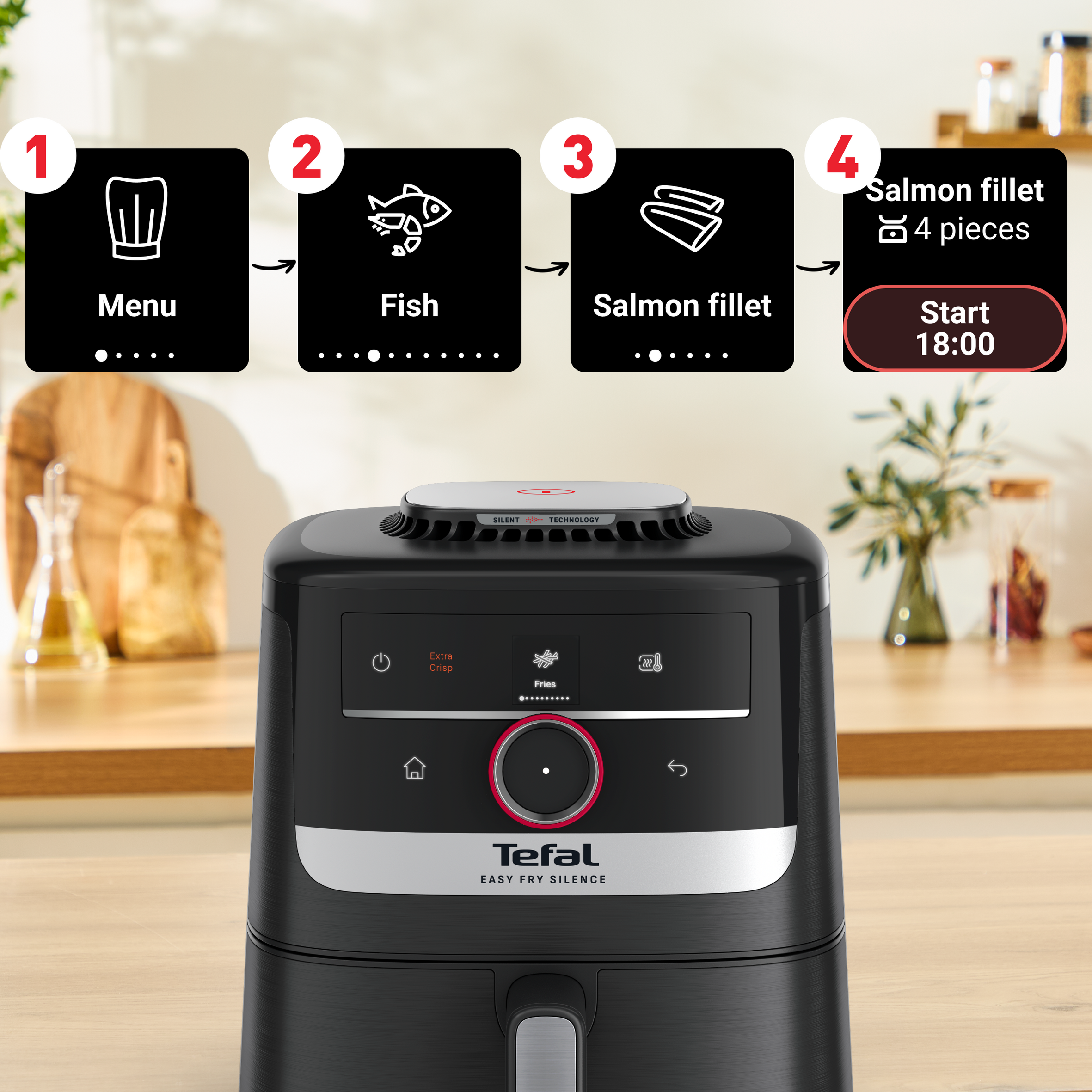 Easy Fry Smart & Silence, Heißluftfritteuse 5L, EY5728 | Heißluftfritteusen | Tefal
