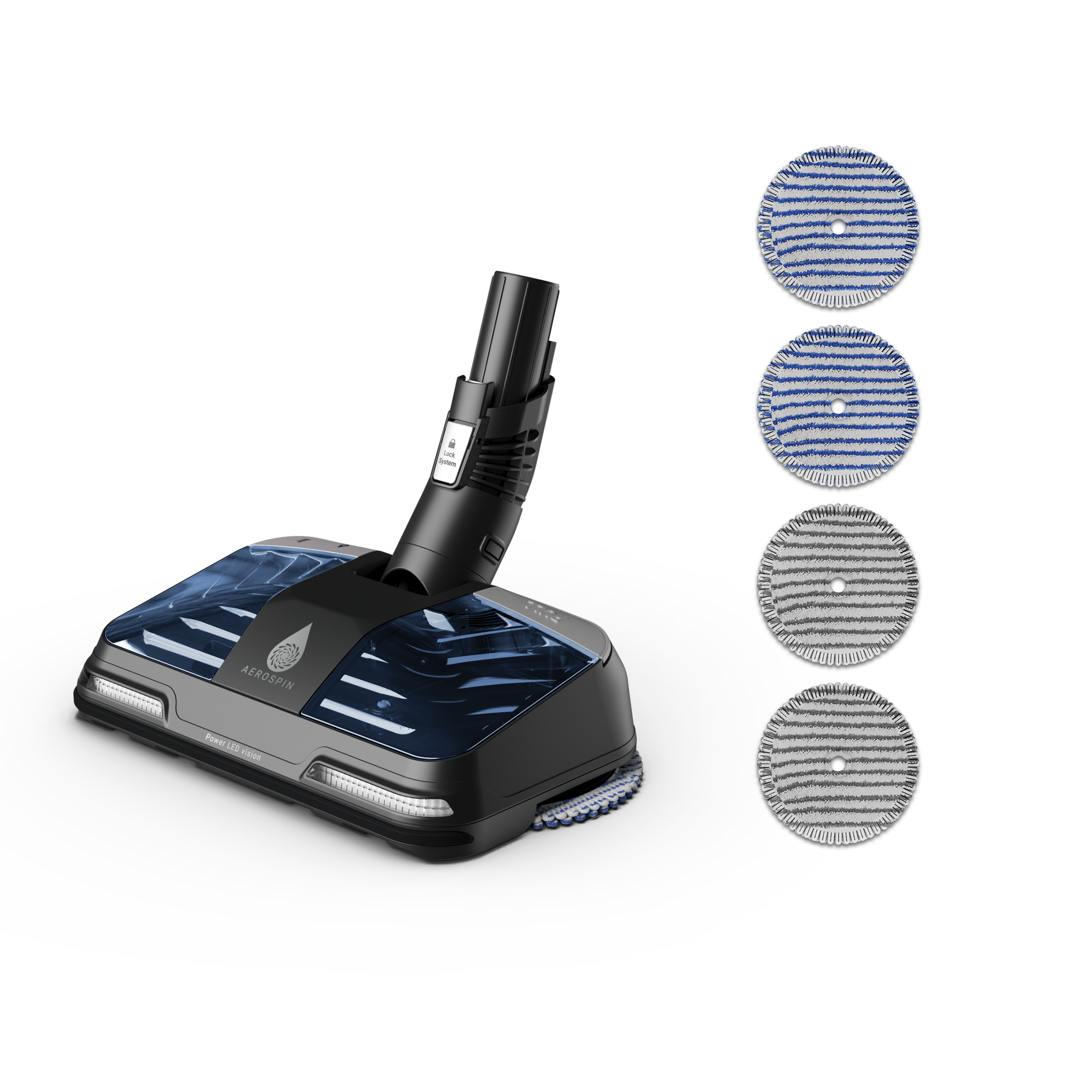 Aerospin, tête active 2-en-1, aspiration puissante et lavage actif à l ...