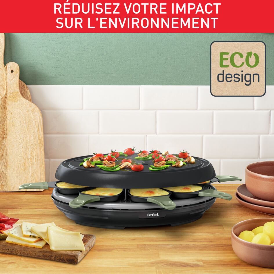 Eco Raclette, Appareil à raclette et gril, Antiadhésif, 8 personnes ...