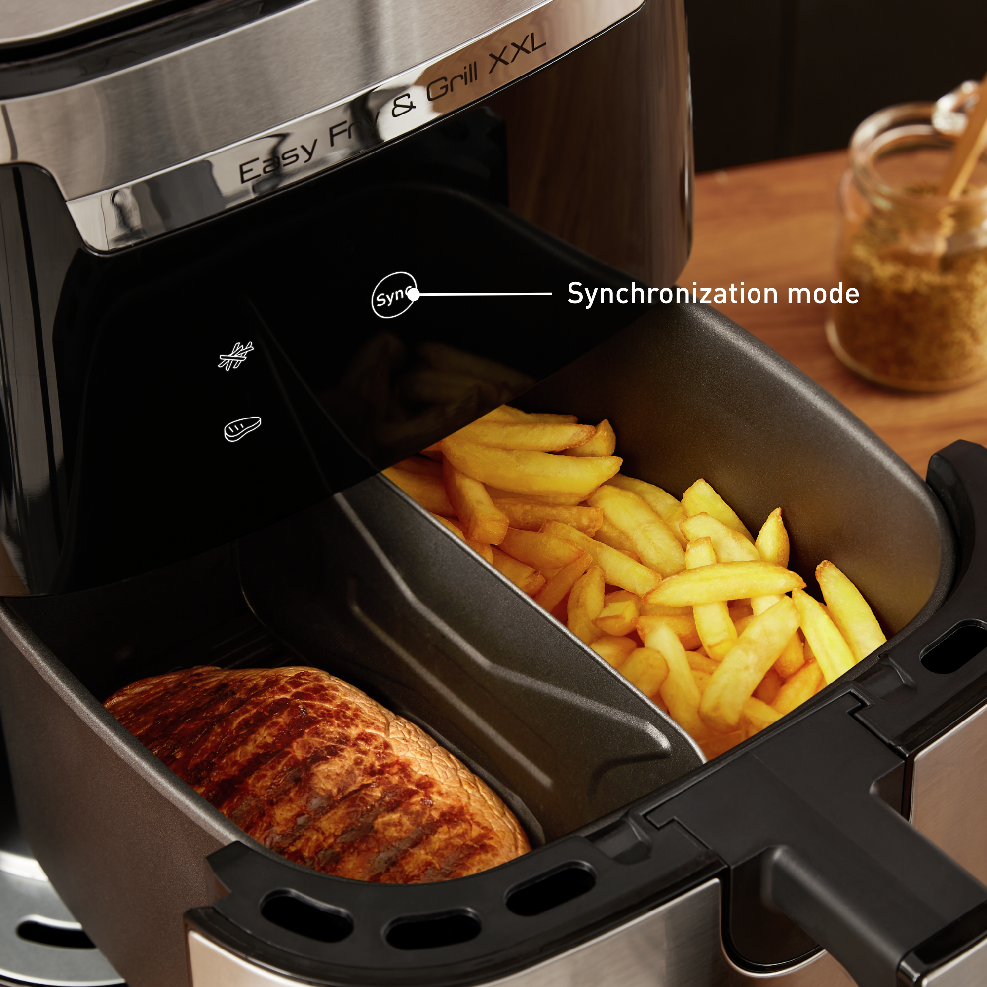 Easy Fry & Grill XXL, Friggitrice ad Aria 6.5L/2kg, Duplice Cottura, Divisore Rimovibile ...