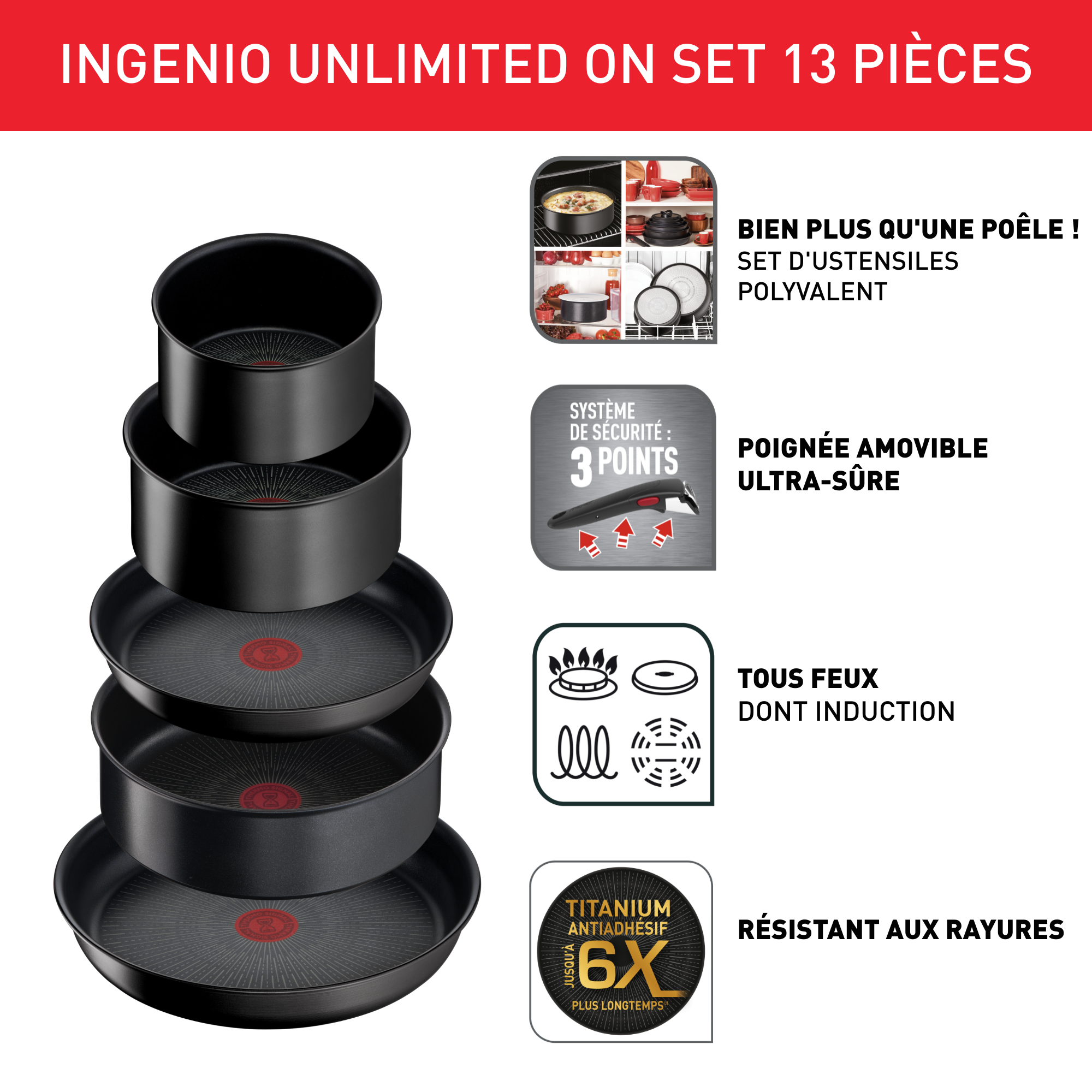 Ingenio Unlimited 13 pièces - Batterie de cuisine | Tefal