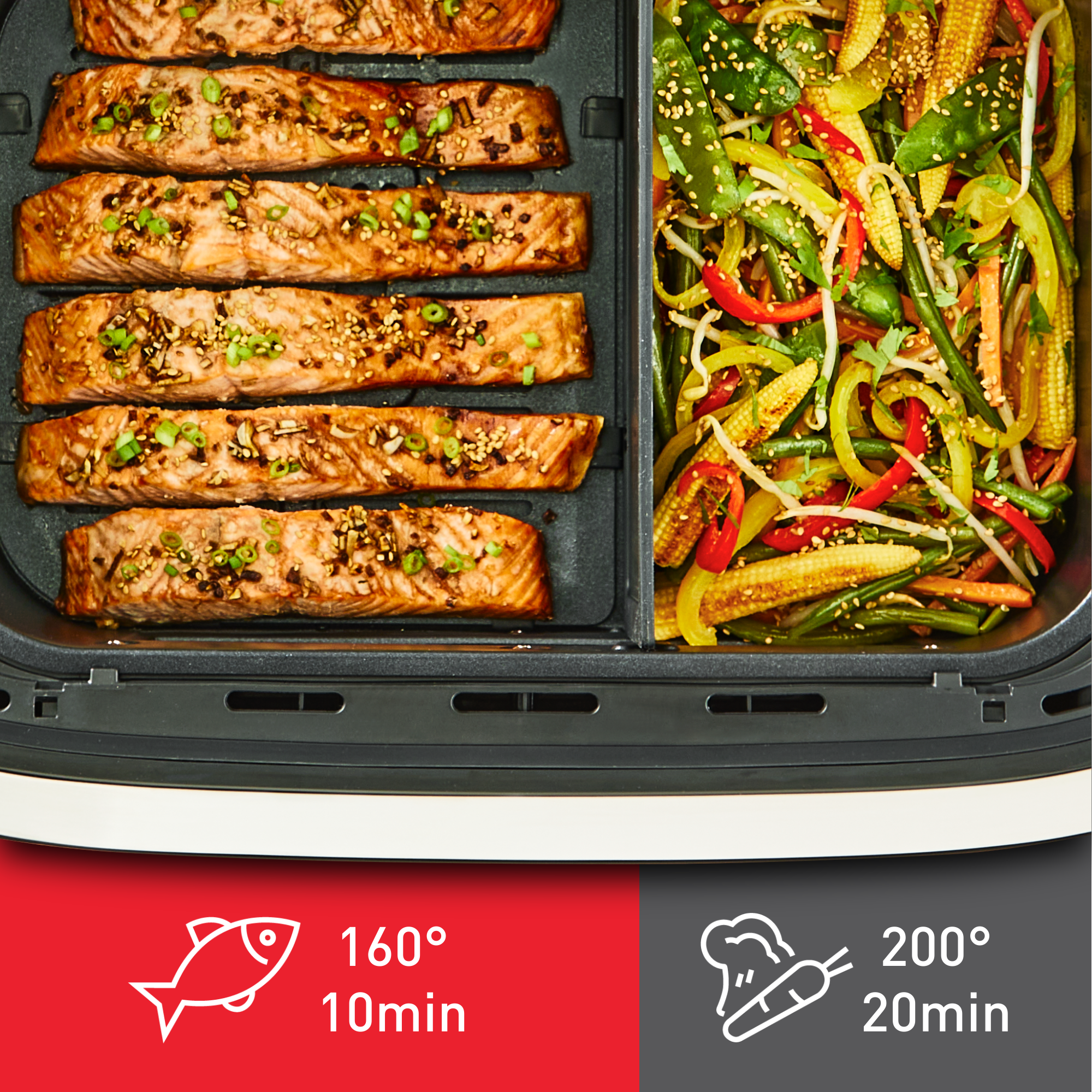 Dual Easy Fry Flex, Heißluftfritteuse, FlexCook Trennwand, 9L, EY9228 ...