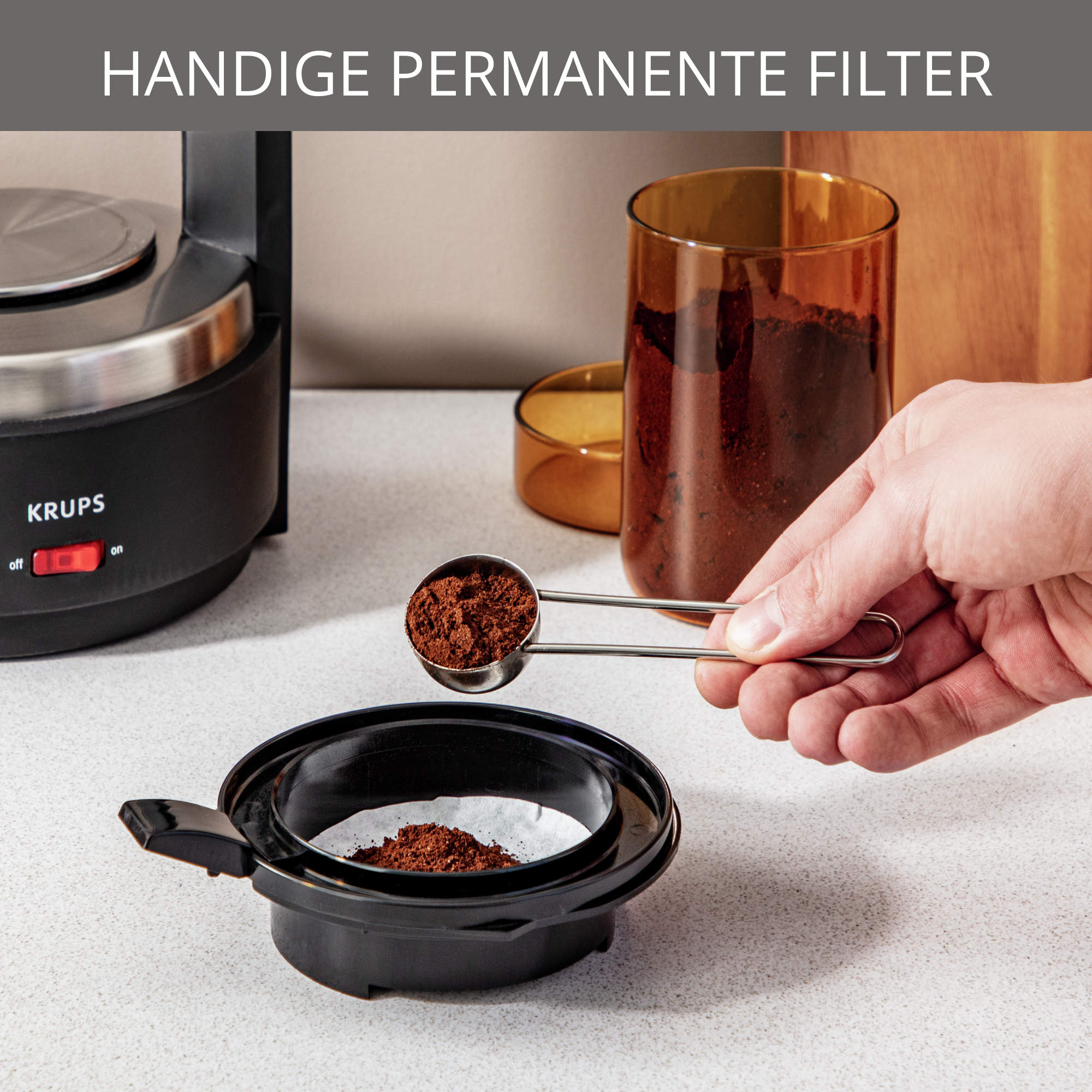 KRUPS KM4689 Moka Brewer Filter Coffee Maker, 10-Cup, Black