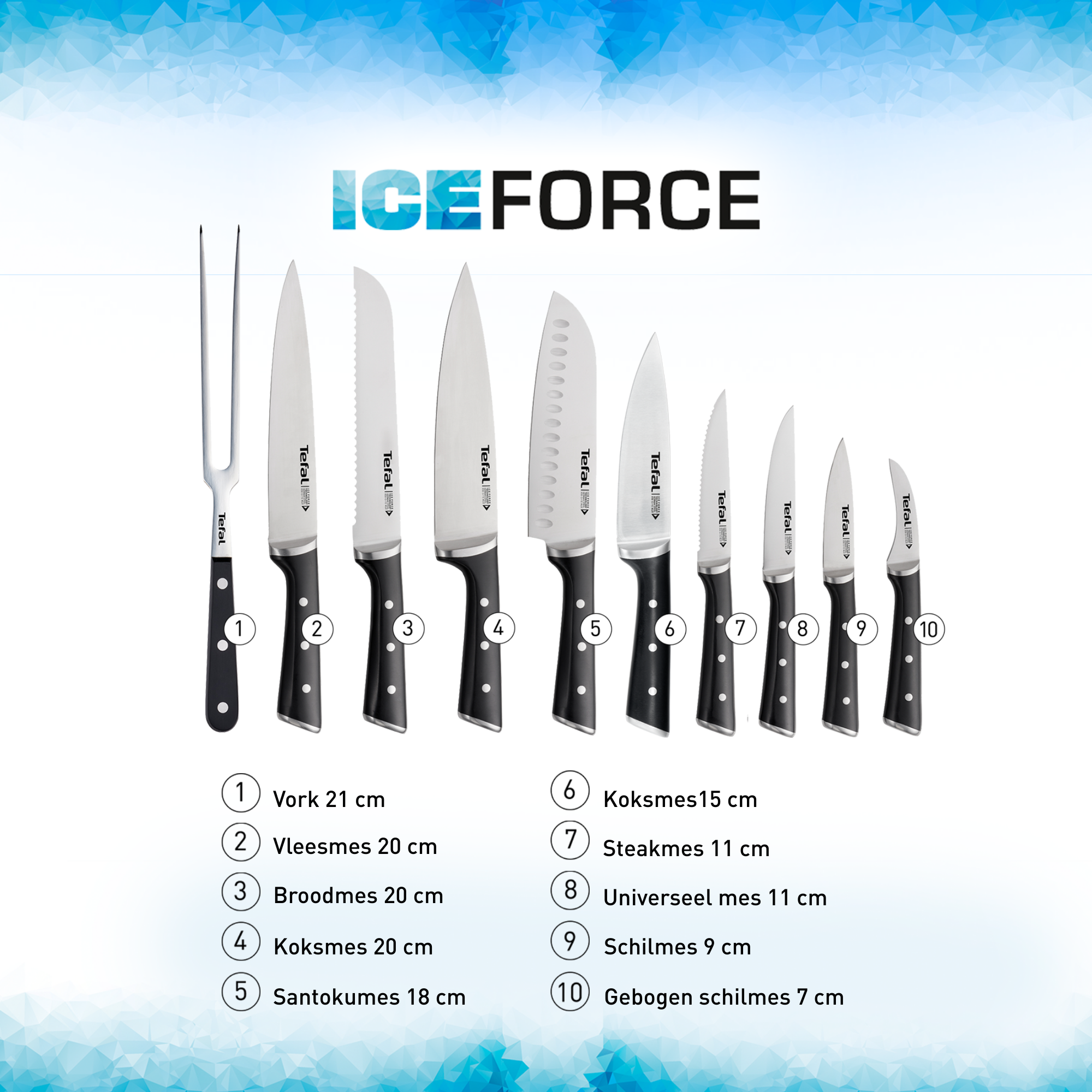 Ice Force K232S574 6-delige set | Messenblokken en -sets | Tefal