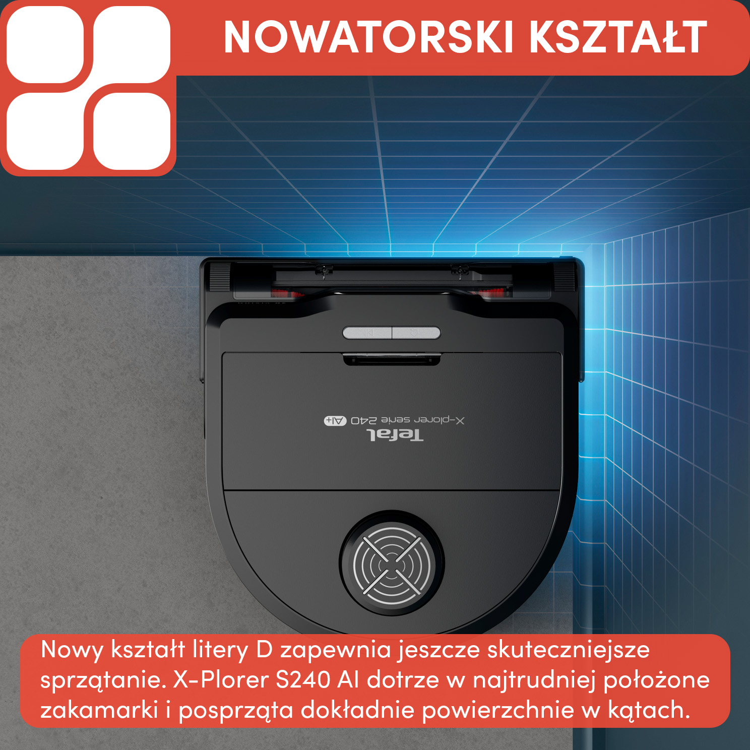 Robot sprzątający, Tefal X-Plorer S240+ AI, 8000 Pa, 120 min, aktywne ...