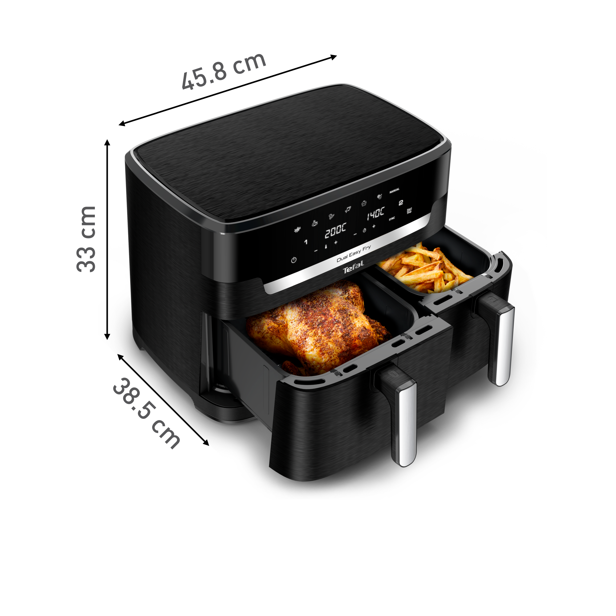 Dual Easy Fry XXL, Air fryer double tiroir, 11L, Jusqu'à 10 personnes | Friteuses sans huile ...