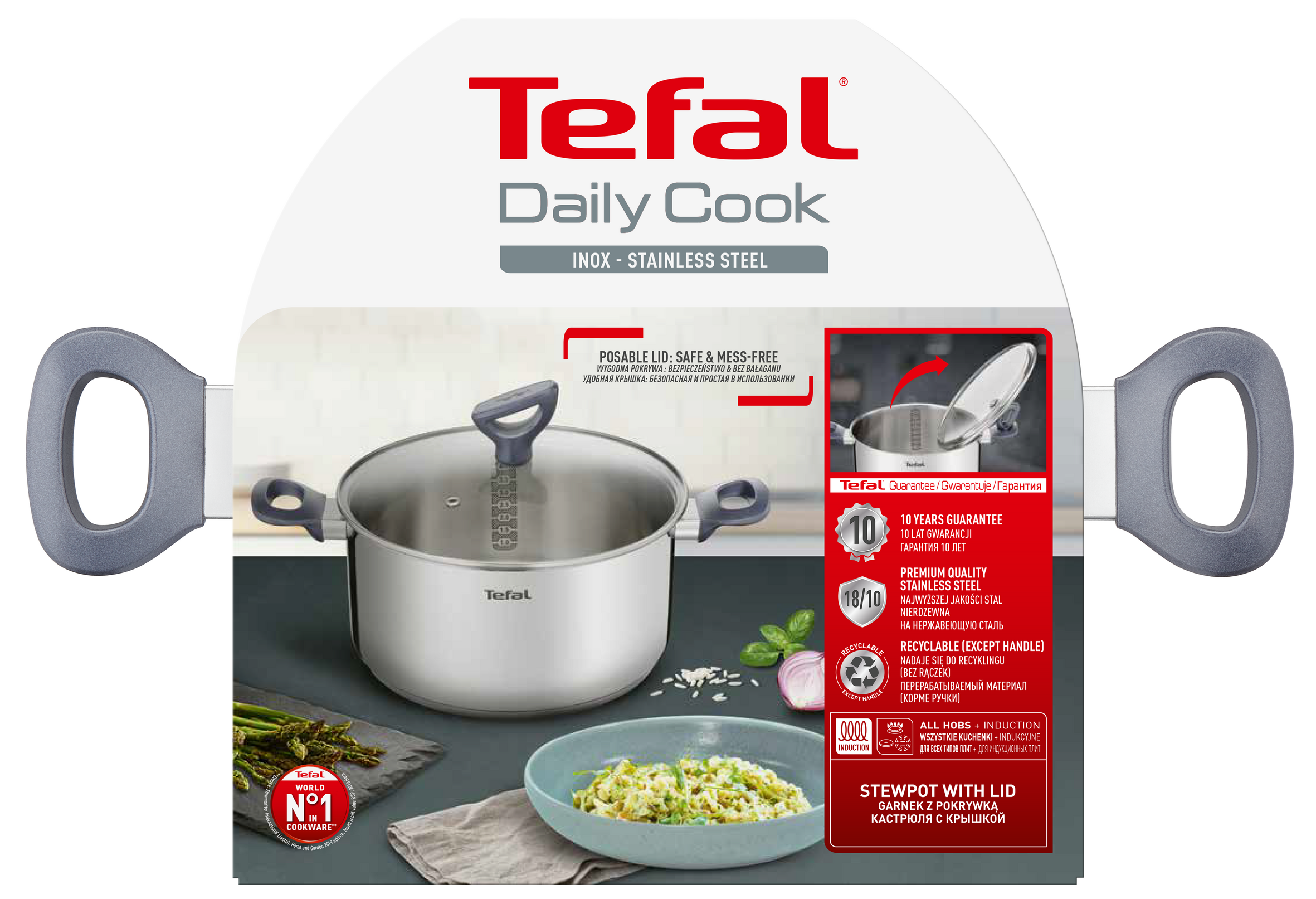 Tefal หม้อสองหู Daily Cook ขนาด 20 ซม. พร้อมฝาแก้ว รุ่น G7124445 | TEFAL