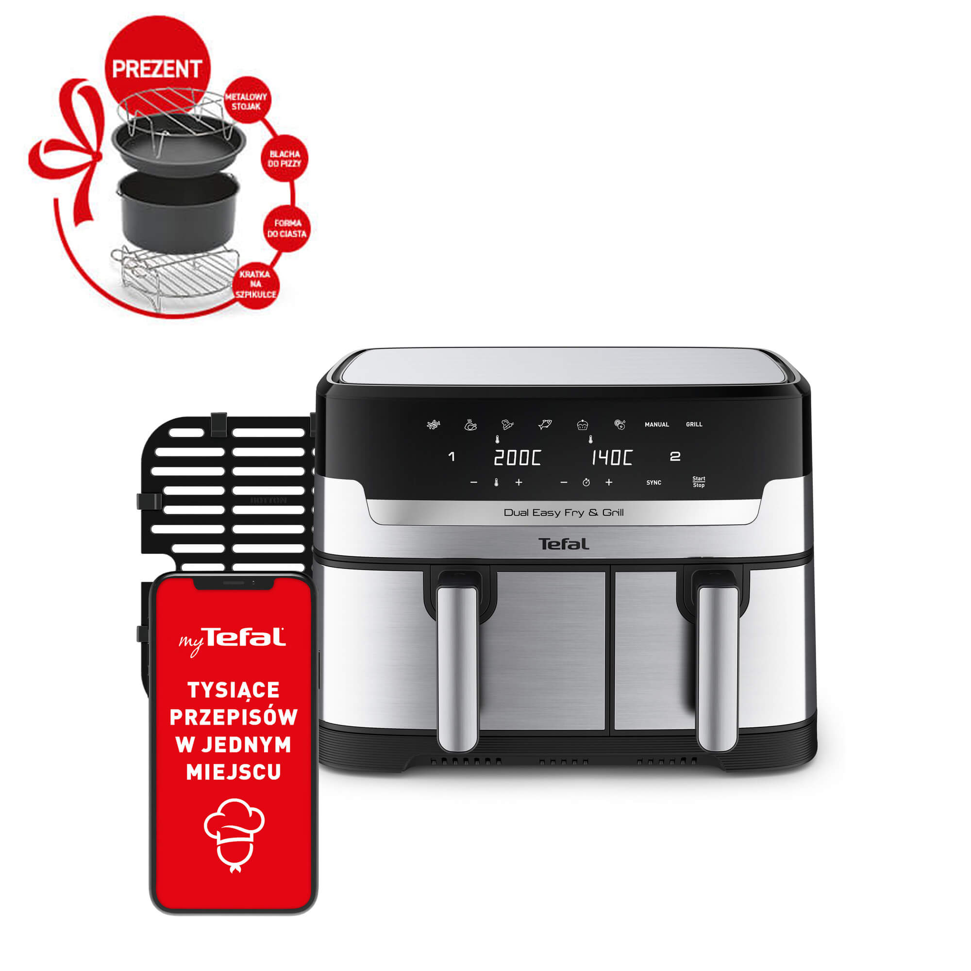 Frytkownica beztłuszczowa, Easy Fry Essential EY1308, kompaktowa | Tefal