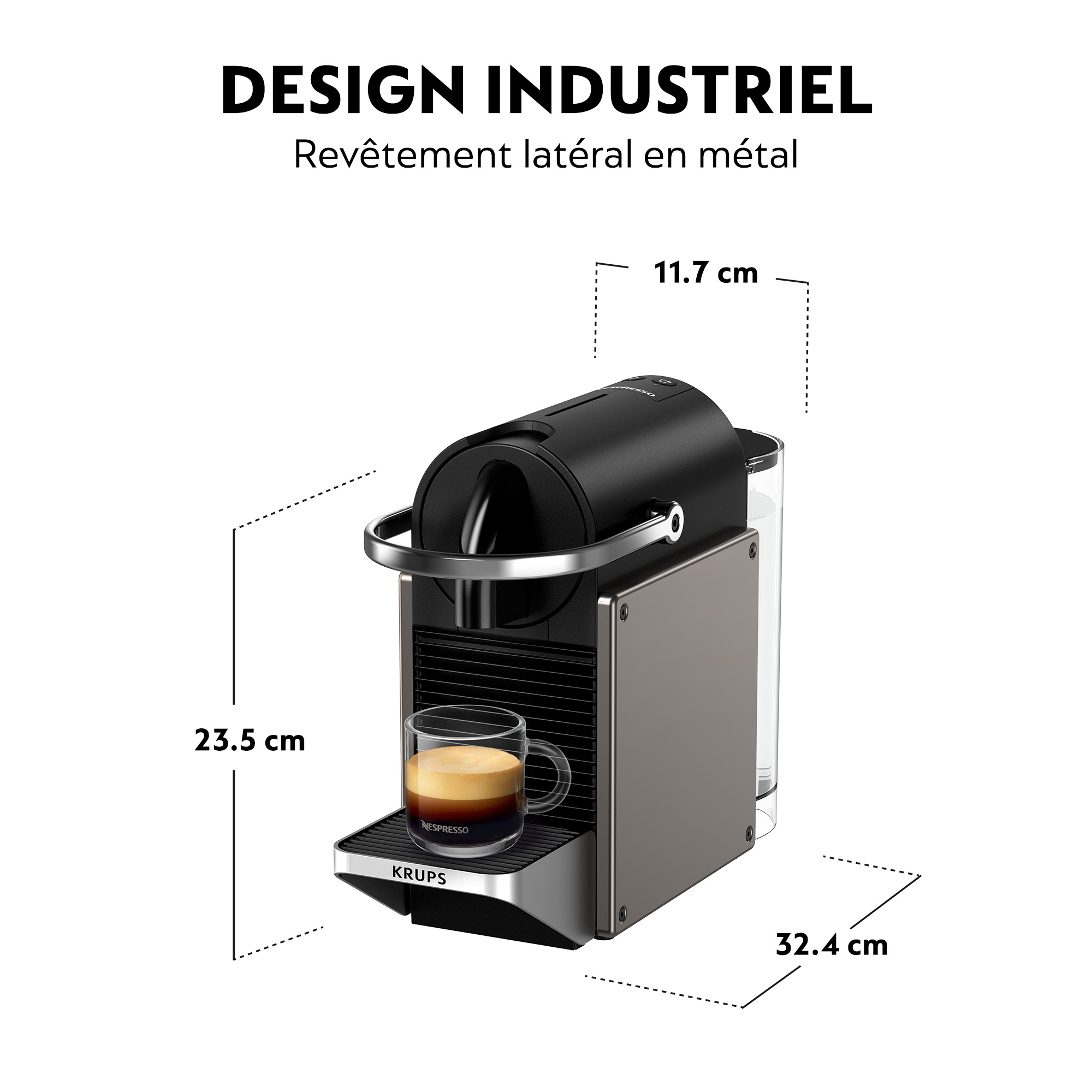 KRUPS Nespresso Pixie Redesign by Krups, Titane YY5290FD